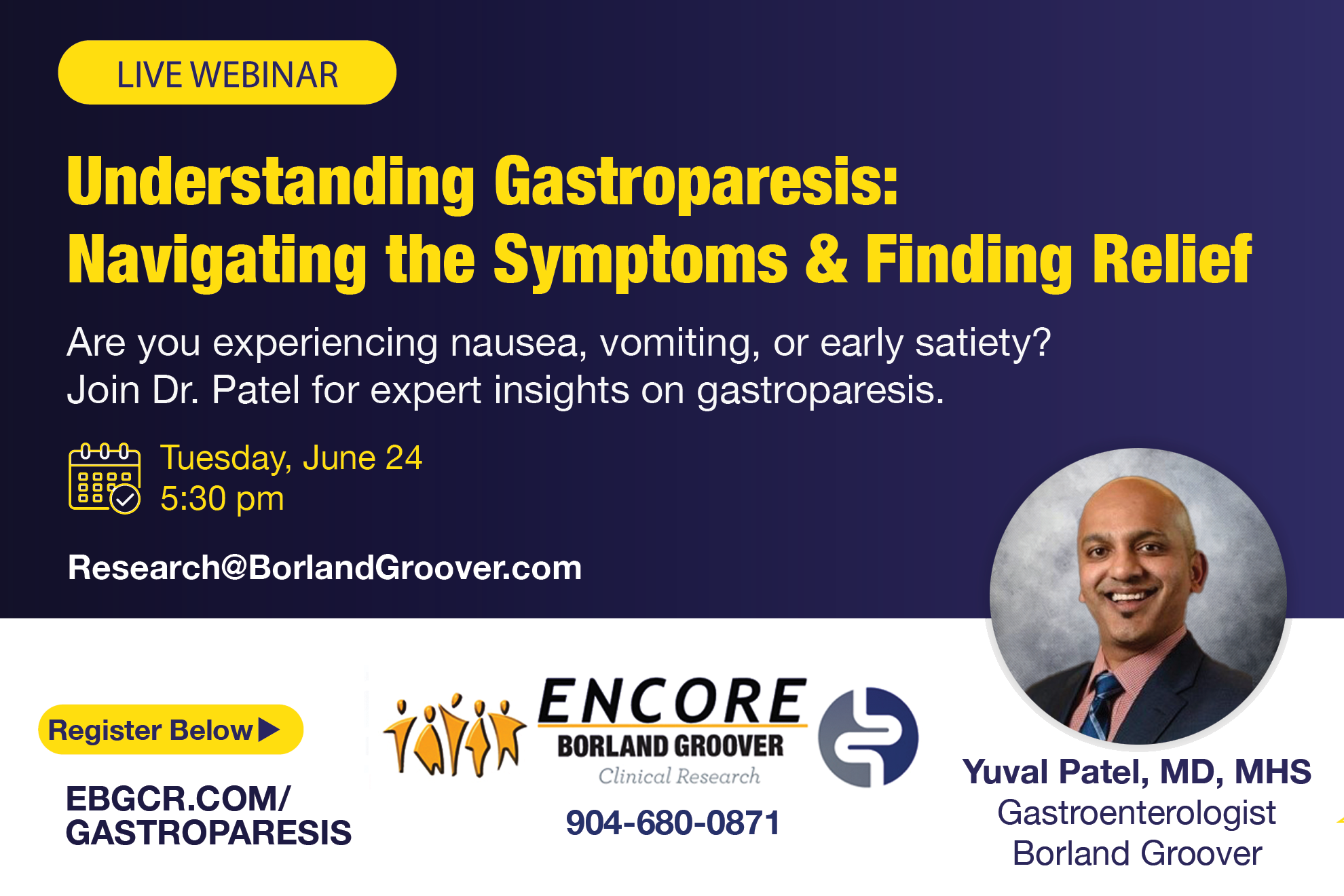 Gastroparesis - EBGCR: Encore Borland Groover Clinical Research